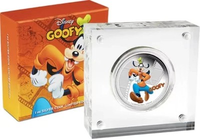 GOOFY NIUE 2014 FINE. 999 SILVER PROOF COLOURED 1oz LIMITED EDITION ...
