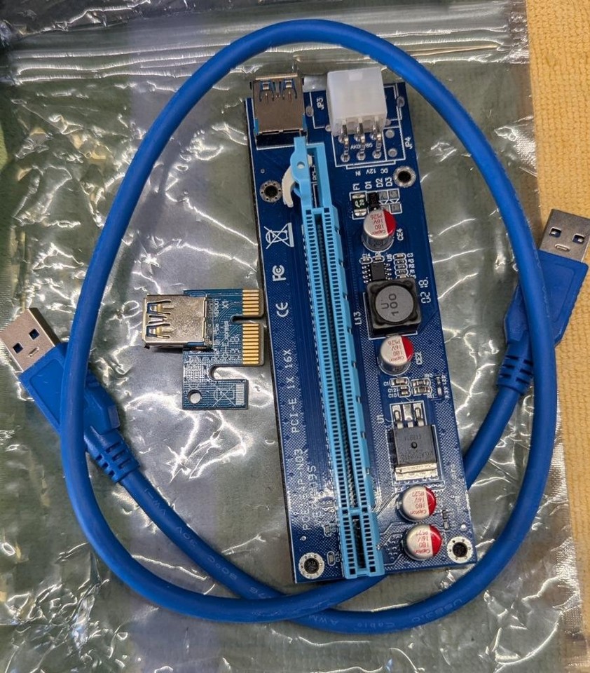 Lot Of 4 RCRC-17001 PCI-e PCI Express 16x to 1x Riser SATA Power Cable ...