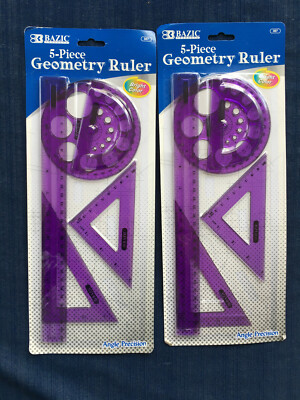 5 piece Geometry Ruler (2 pack, purple) | eBay