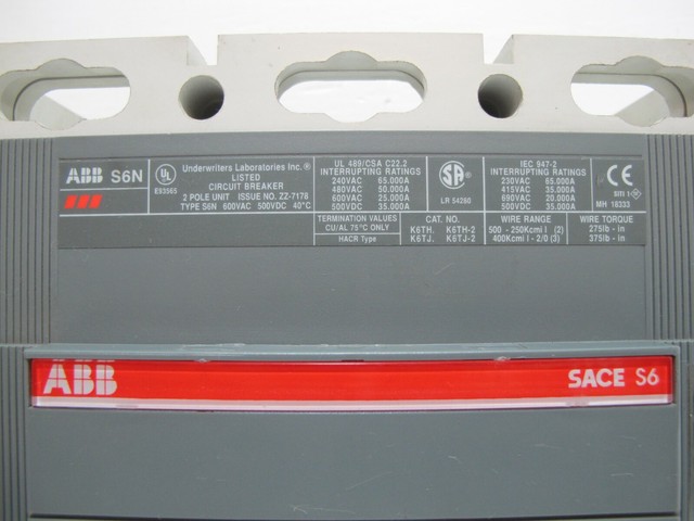 ABB 800 Amp Circuit Breaker 3 Pole 600 VAC S6n SACE S6 for sale online ...
