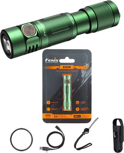 Fenix E05R 400 Lumen Mini Keychain Rechargeable Torch with 64M Beam ...