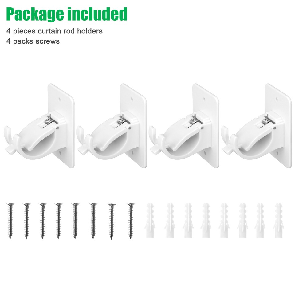 4/8x Self Adhesive Hang Curtain Rod Hooks Holder Adjustable Window ...