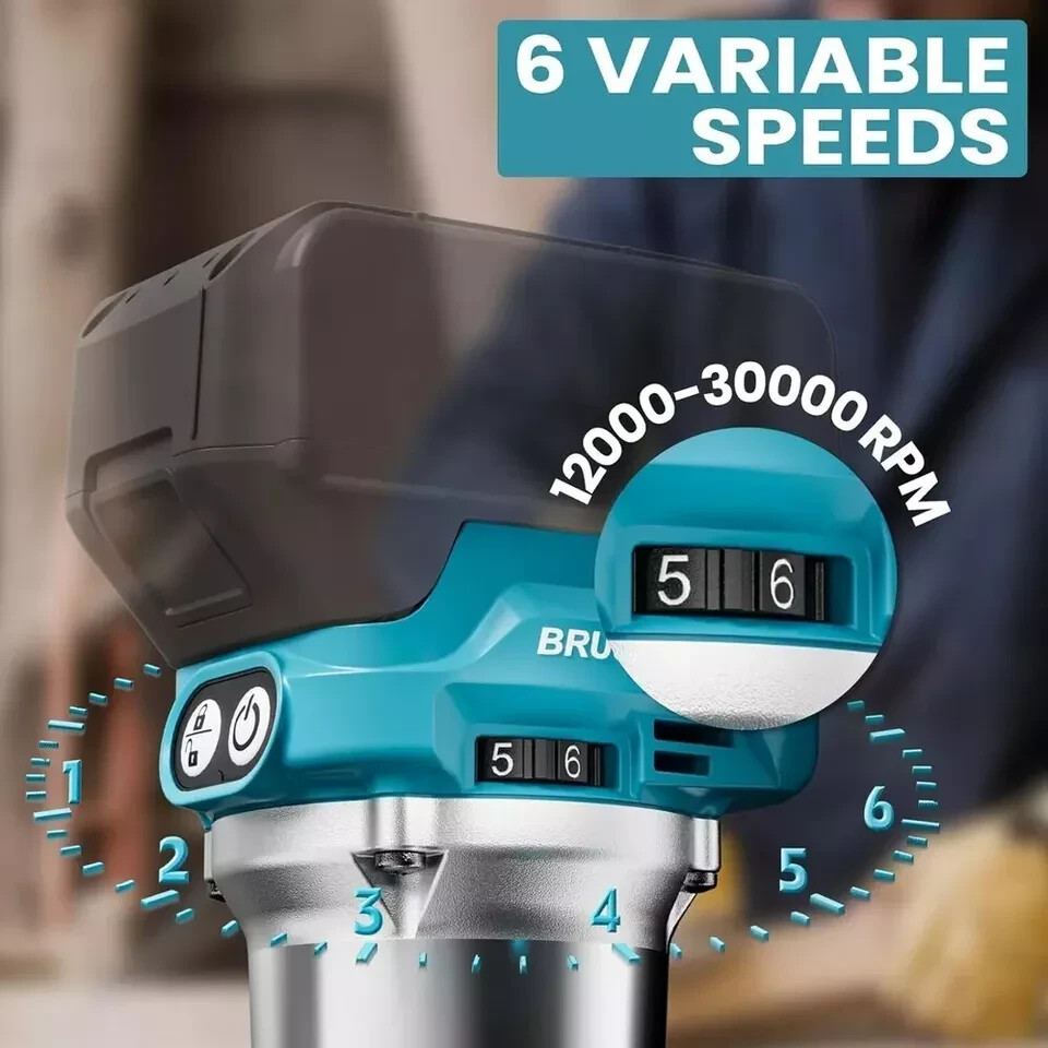 Cordless Compact Router for Makita 18V Battery (Bare Tool), 6 Variable ...