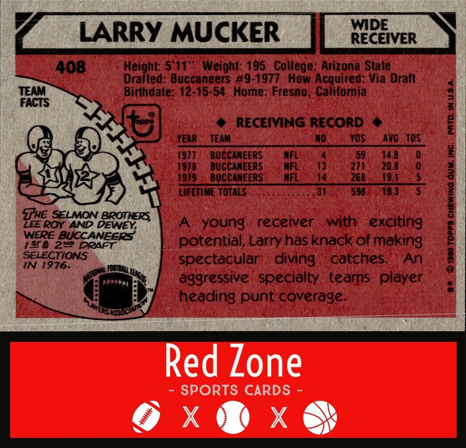 1980 Topps - #408 Larry Mucker NM/NM+ Set Break! | eBay