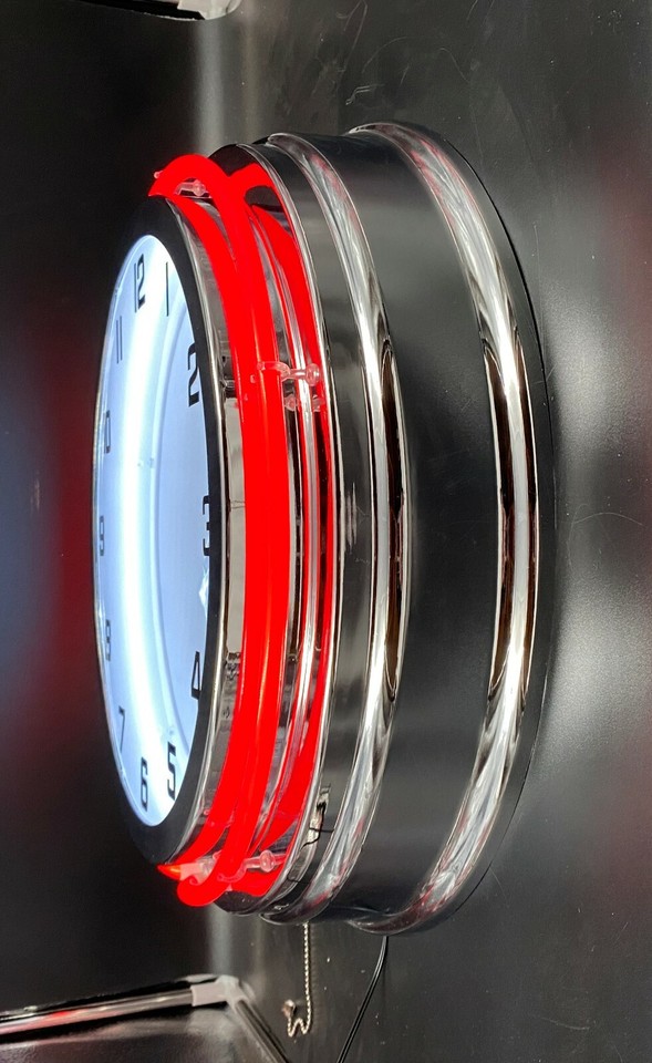 19" Plymouth Road Runner Sign Red Double Neon Clock Man Cave Garage ...