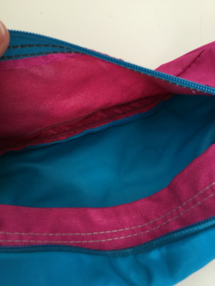 Vintage 90s Fanny Pack Waist Hiking Bag Magenta Pink Blue Color Block ...