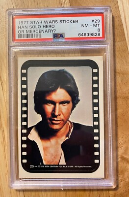 1977 Star Wars Sticker, Han Solo Hero # 29, PSA Graded: Near Mint/Mint ...