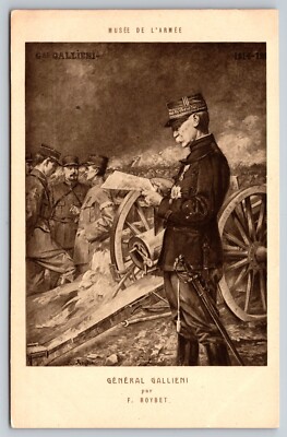 Postcard France Sketch of General Gallieni with cannon 1T | eBay