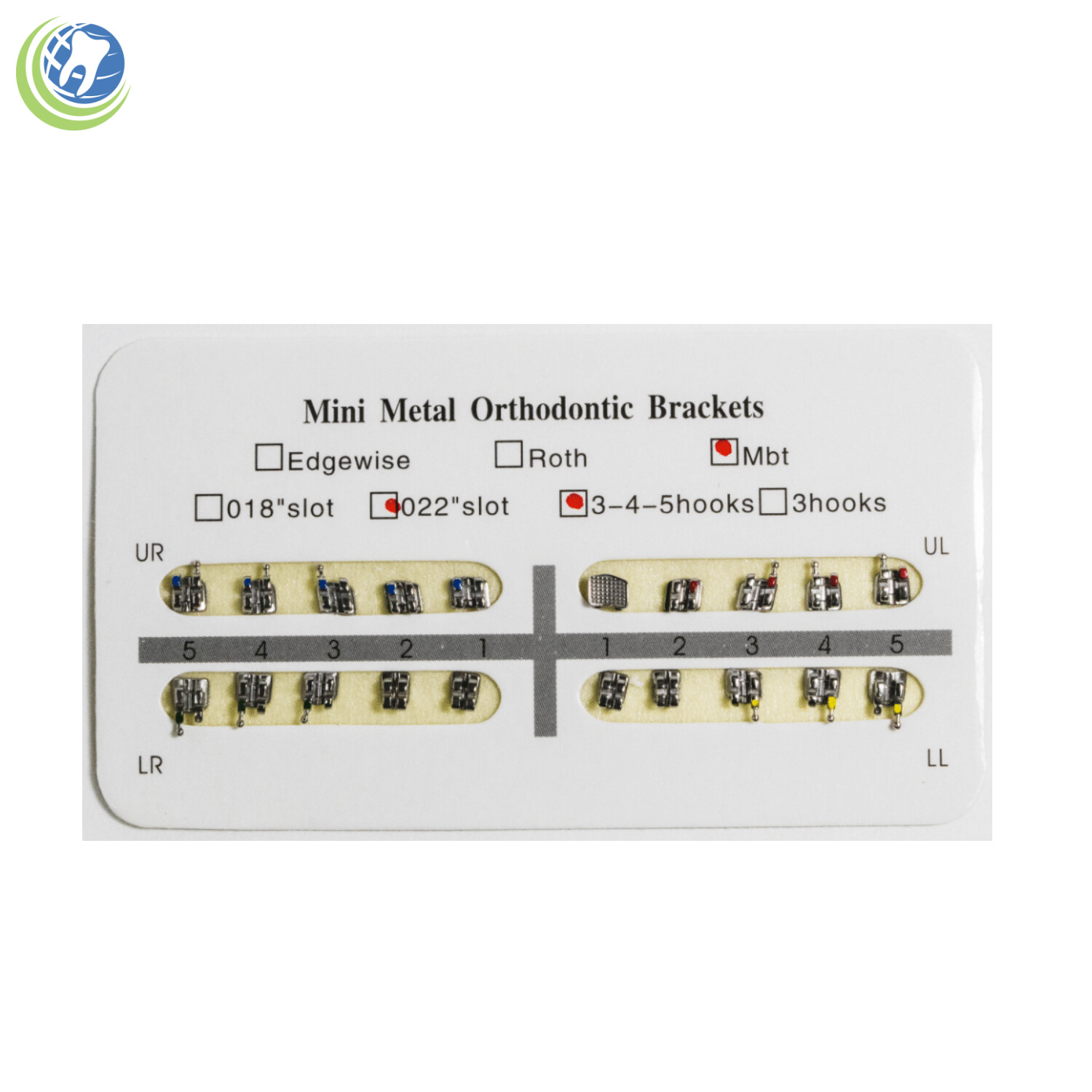 1 Dental Orthodontics Mini MBT Brackets for Braces Slot 0.022 Hooks 345 ...