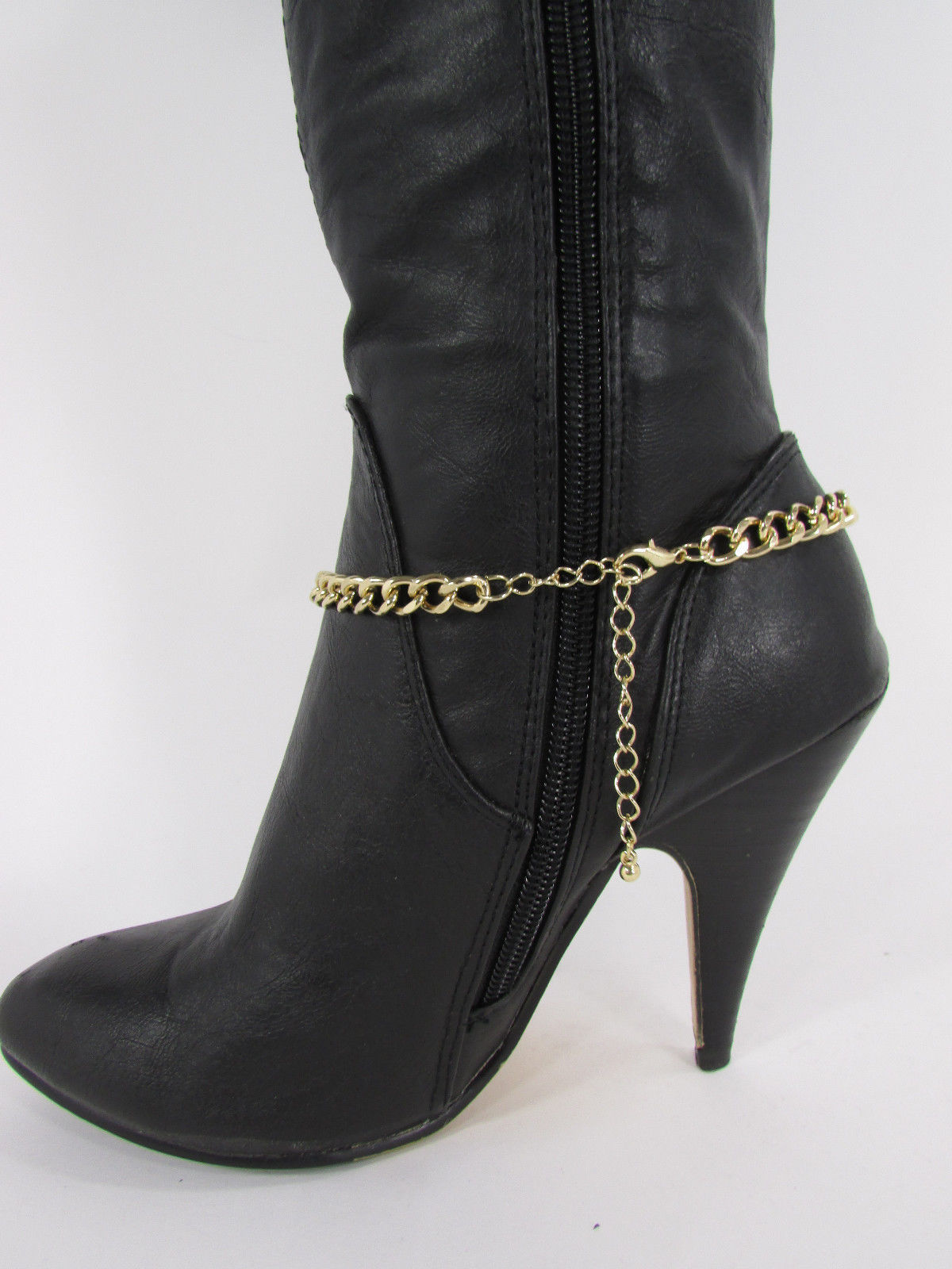 Women Bracelet Fashion Boots Chain Strap Gold Black Metal LOVE Shoe ...