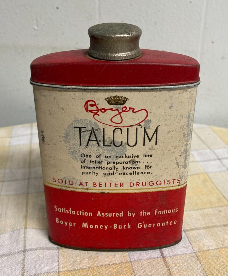 Antique VTG Boyer Brand Red White Talcum Powder For Men Tin Full | eBay
