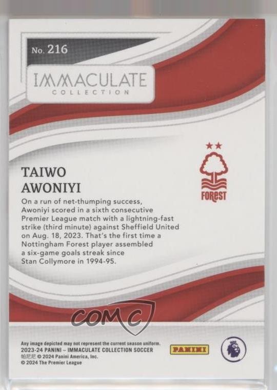 2023-24 Panini Immaculate 29/60 Taiwo Awoniyi #216 07lj | eBay