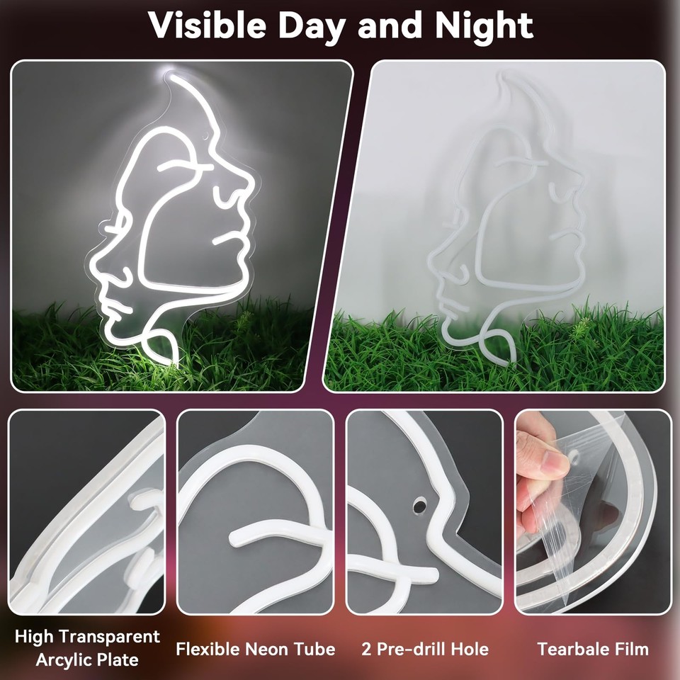 Neon Signs Face LED Neon Lights Ins Style Art Wall Decorative Lights ...