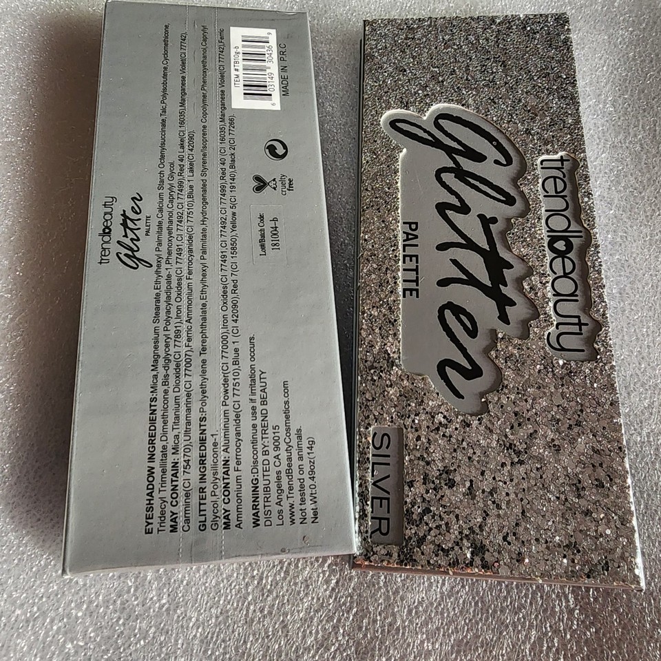 1 VIRAL TRENDBEAUTY Glitter Silver Eyeshadow Palette Full Size 10 ...