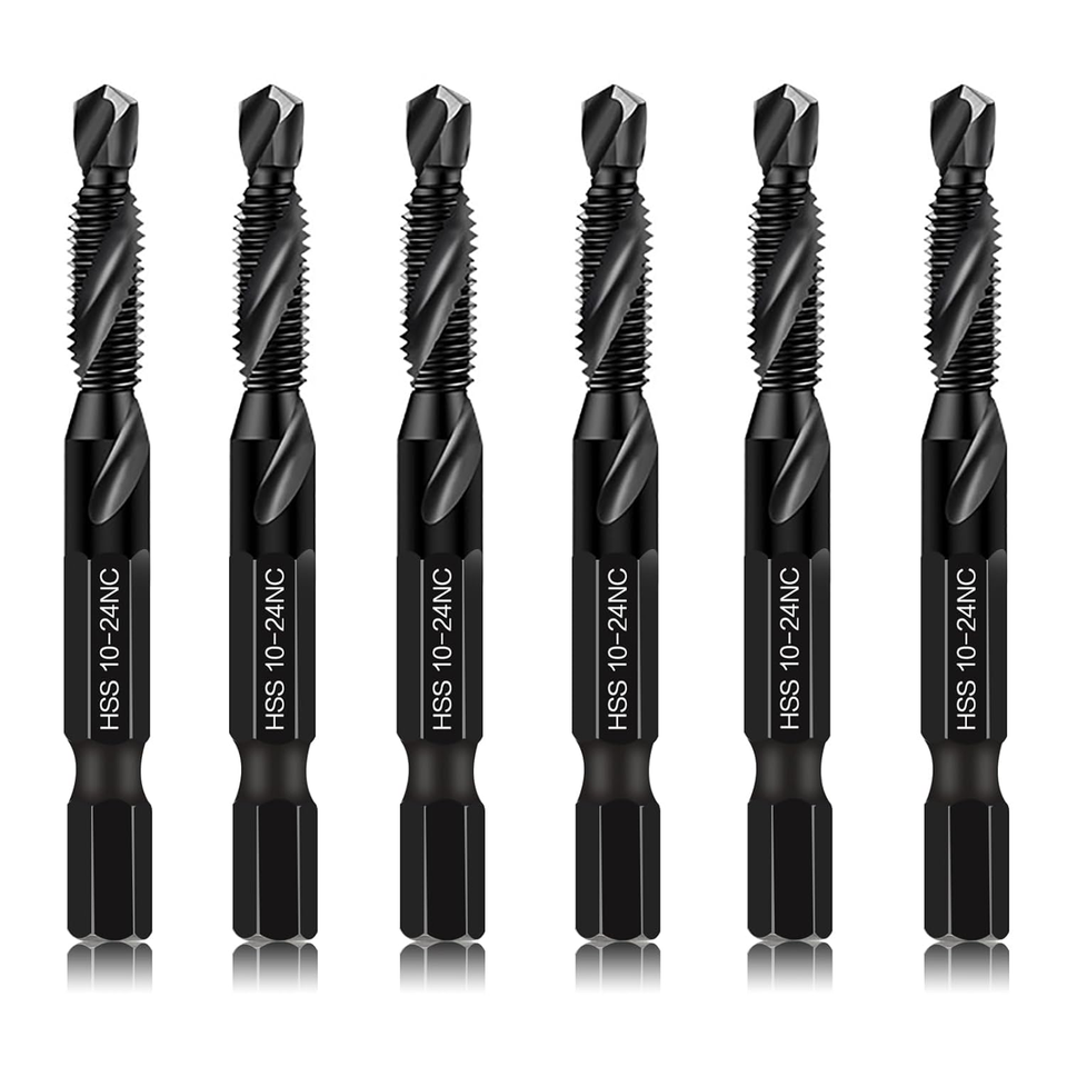 6-Piece 10-24NC Combination Drill Tap Countersink Bit Set SAE, Made of ...
