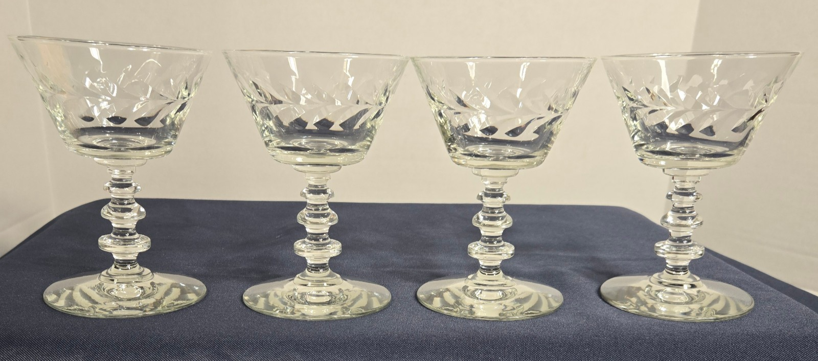 SET OF 4- Libbey Rock Sharpe CHAMPAGNE/SHERBET Goblets Glasses 5 ...