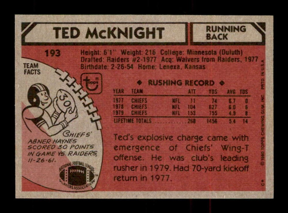 1980 Topps #193 Ted McKnight RC NM/NM+ X2766887 | eBay