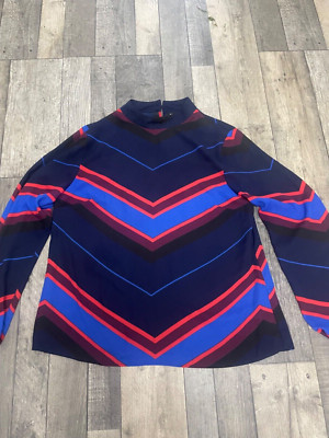 new ladies peacock size 12 top red blue detail top chiffon look | eBay