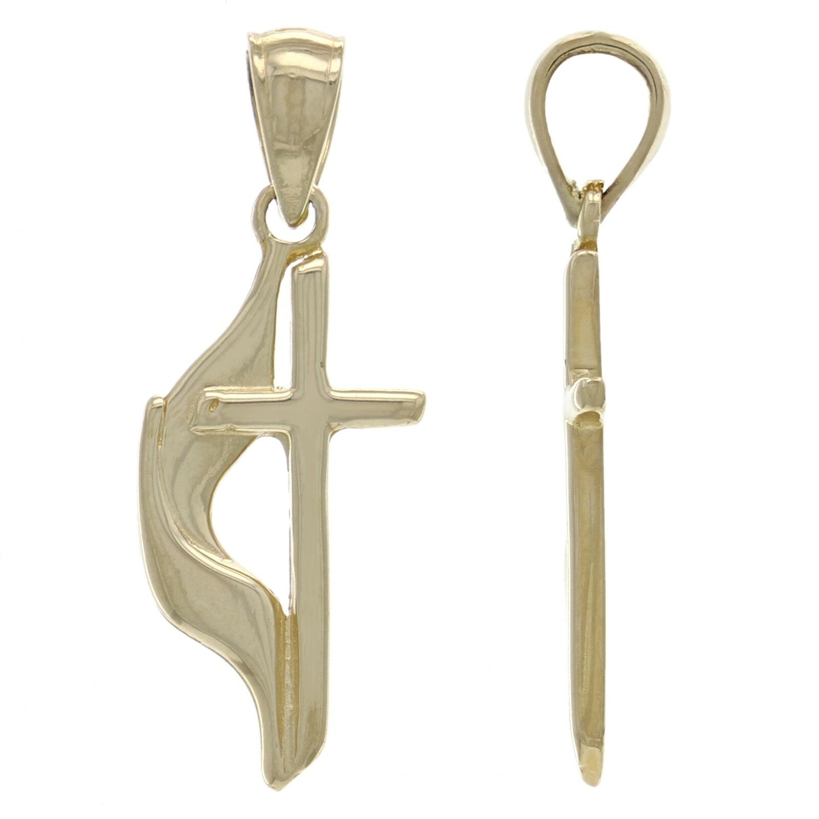 14k Yellow Gold Religious Methodist Cross Charm Pendant 1.4" 2.8 grams ...