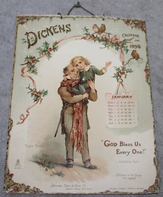 RARE 1898 CHARLES DICKENS RAPHAEL & TUCK SONS CALENDAR CHRISTMAS CAROL ...