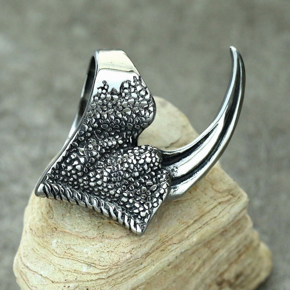 Gothic Big Dragon Claw Ring Stainless Steel Eagle Claw Biker Punk Ring ...