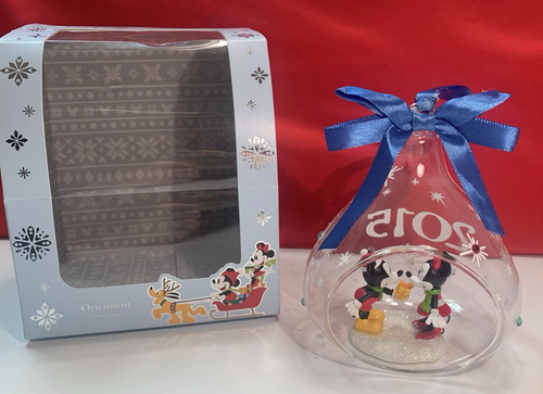 2015 Disney Store Mickey & Minnie Glass Tear Drop Sketchbook Ornament ...