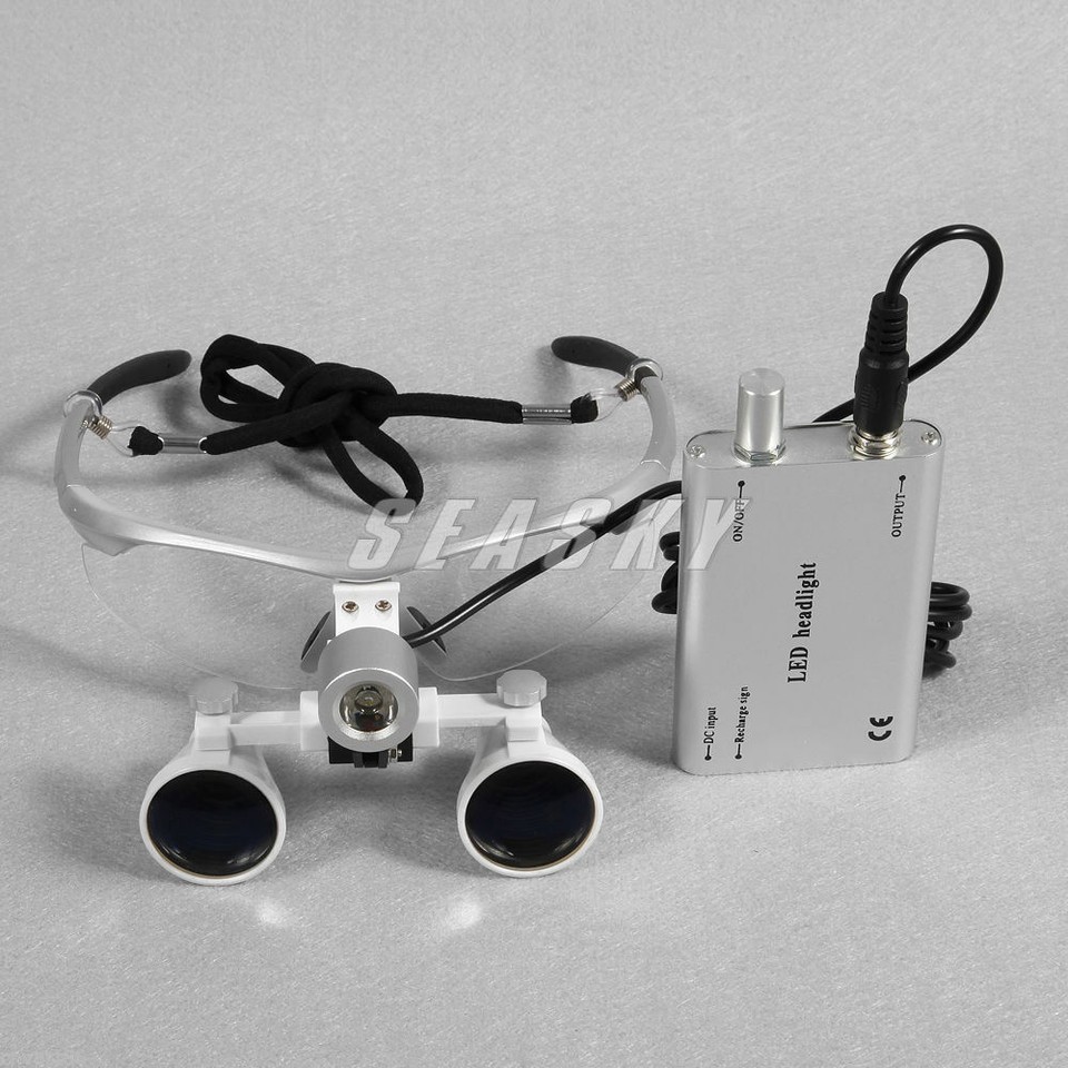 3.5x420 Dental Loupes Surgical Binocular Loupe Magnifying Glasses LED ...