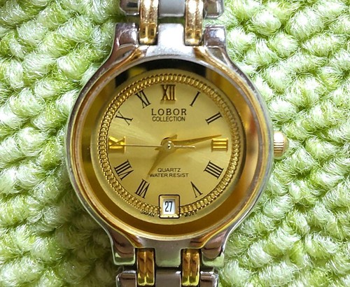 LOBOR Collection Ladies Watch Quartz Gold Dial 23mm 18K Plated Used | eBay