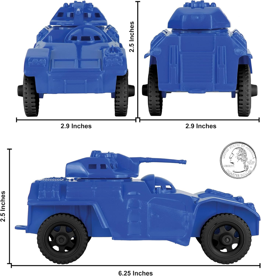 Timmee Recon Patrol Armored Cars - Blue Plastic Army Men Scout Vehicles ...