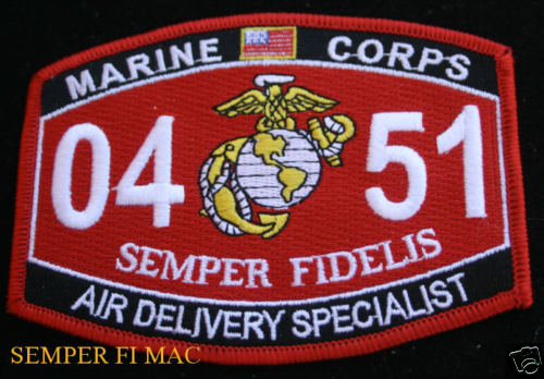 MOS 0451 AIR DELIVERY SPECIALIST HAT PATCH US MARINES USMC MAW FMF USS ...