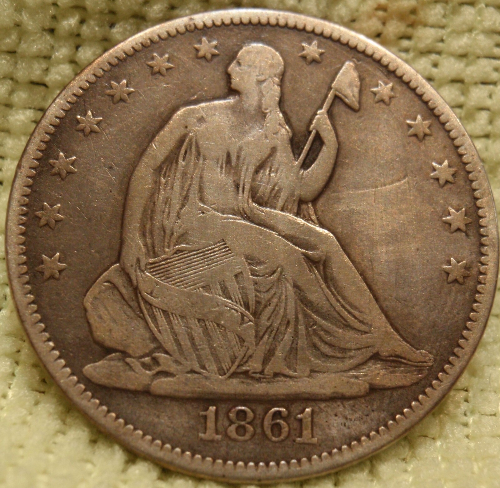 1861 CIVIL WAR COIN SILVER SEATED LIBERTY HALF DOLLAR 50 Cents | eBay