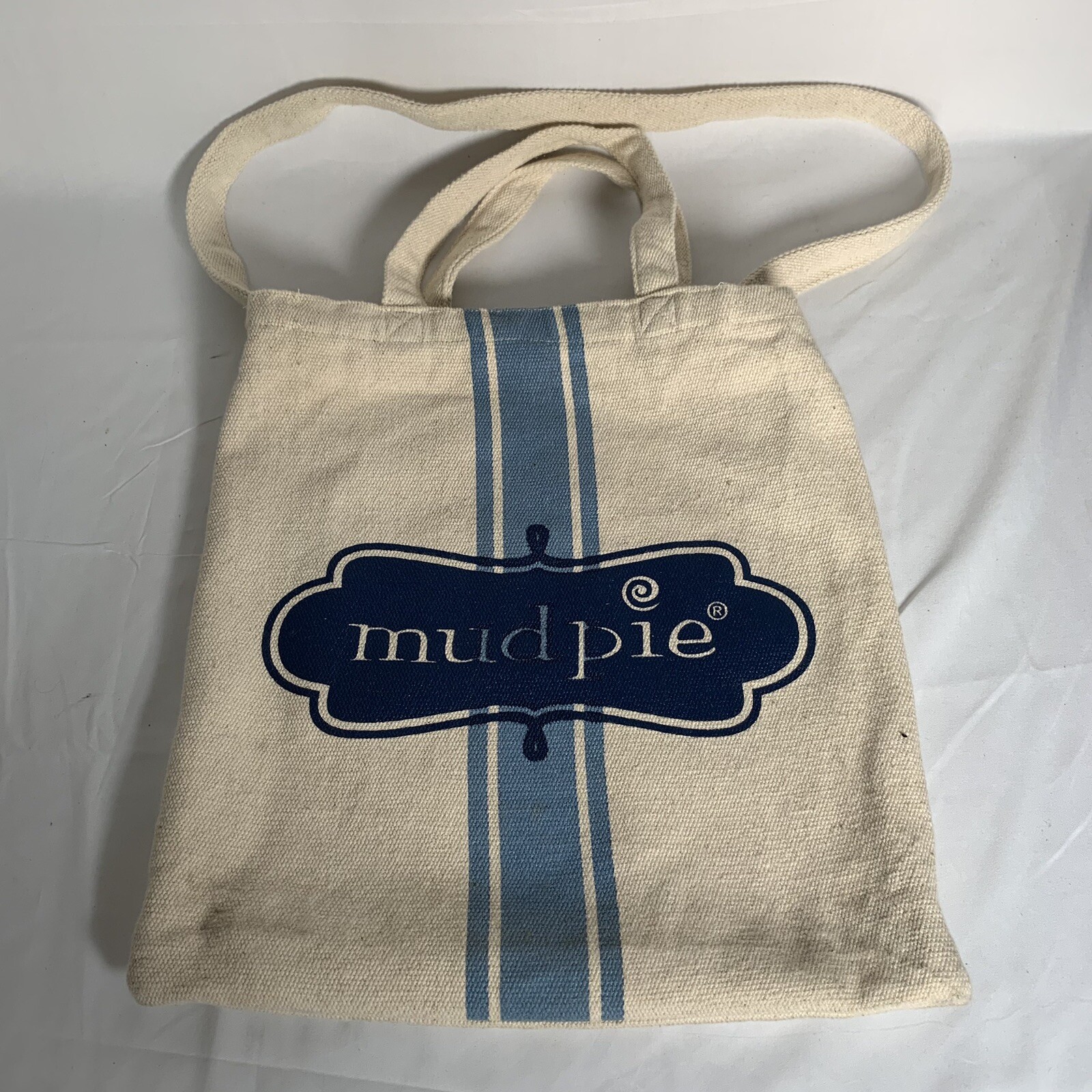 Mud Pie Canvas Tote/Book Shoulder Bag Blue White | eBay