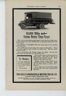 1913 Kelly Springfield Motor Trucks Ad: Wagner Transport. REV is Lord ...