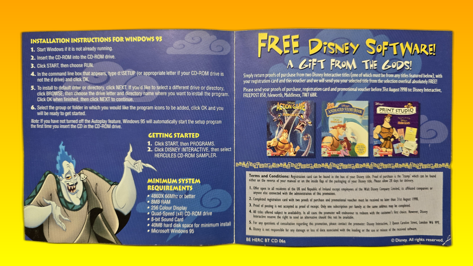 Rare Demo - Disney's Hercules Action Game PC 1997 CD-ROM Demo Windows ...