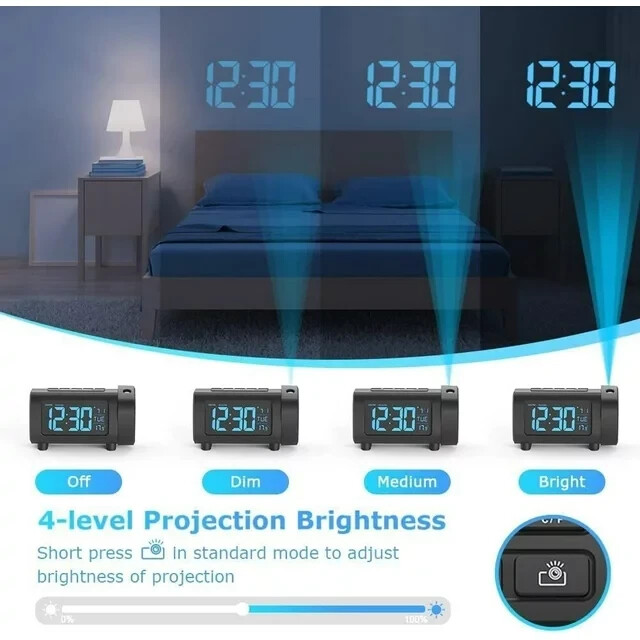 Projection Alarm Clock For Bedroom Radio Alarm Clock With Projection ...