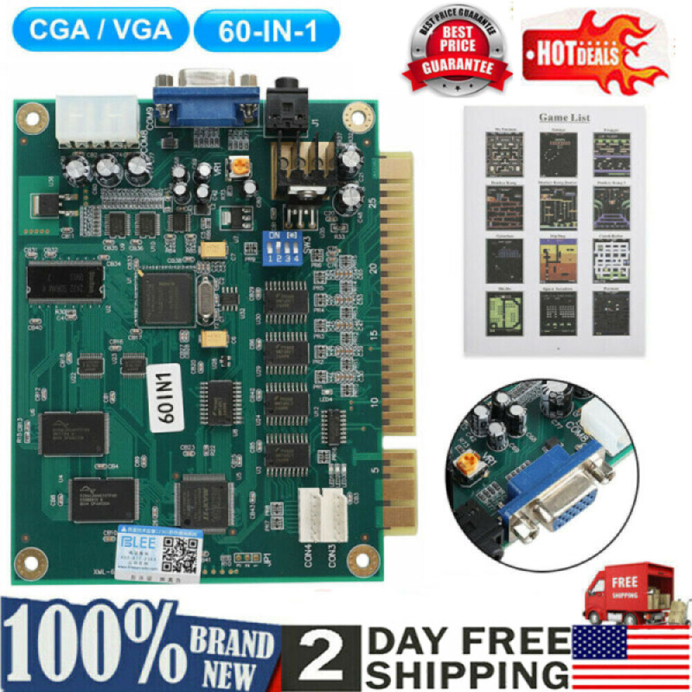 60 In 1 Multicade PCB Board CGA/VGA Output for Classic Jamma Arcade ...