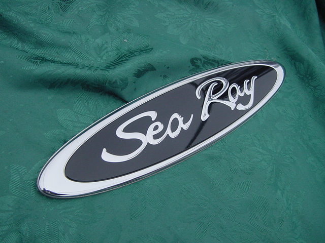 SEA RAY CHROME BLACK OVAL SIDE HULL EMBLEM NEW 13"x2-3/4" x 1/4" USA | eBay