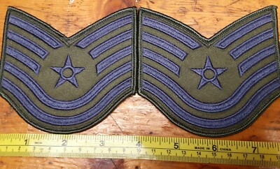 New Air Force USAF Tech Sergeant TSgt Rank Stripes Insignia BDU Green 4 ...