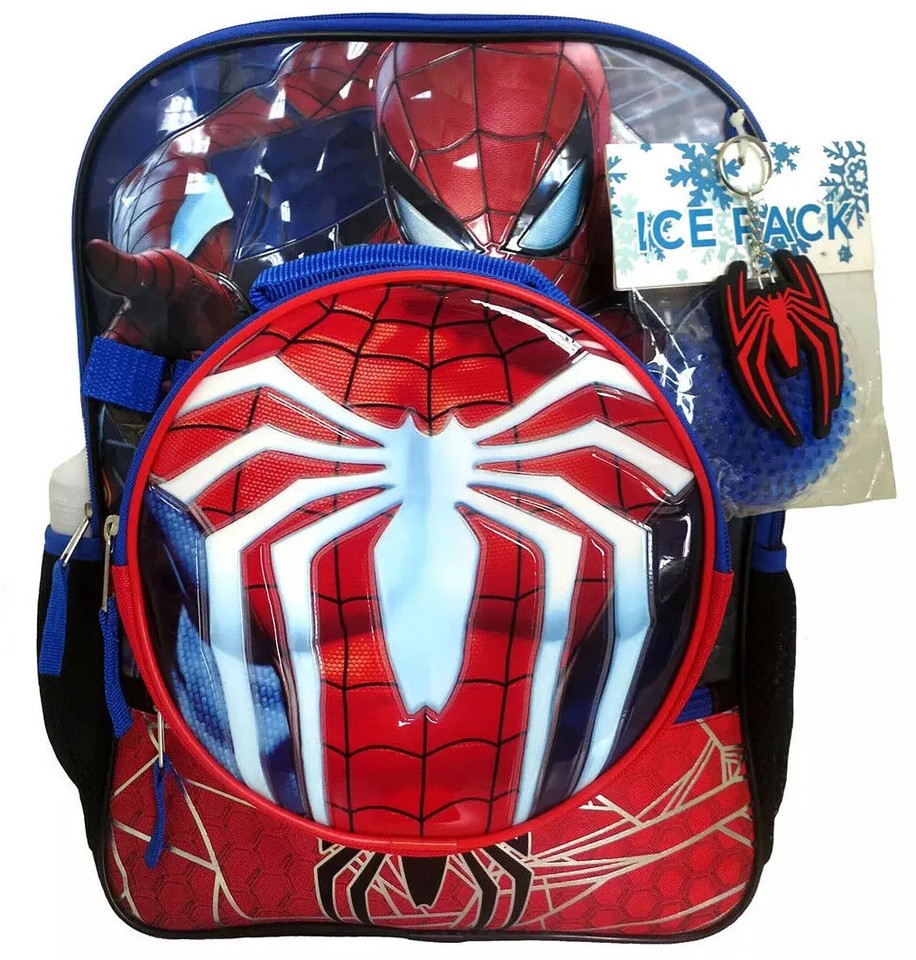 Spider-Man 5 Piece Set 16" Backpack Kids School Book Bag with Lunch Bag ...