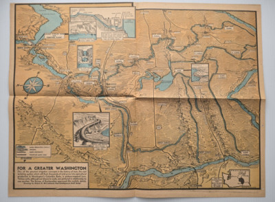 1947 Columbia Basin Project Map Seattle PI Newspaper Clipping Grand ...