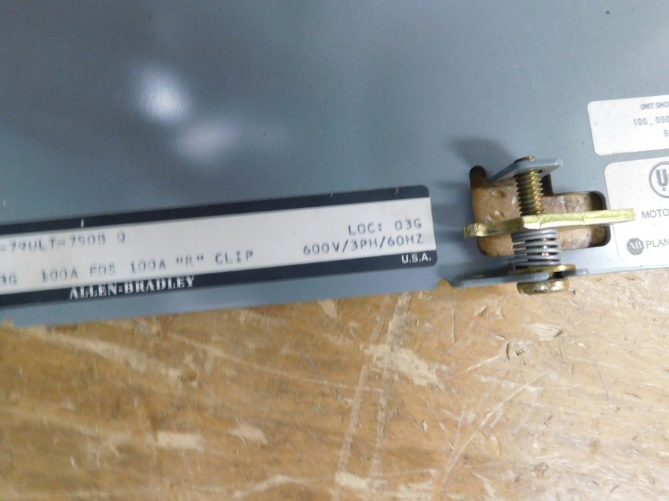Allen Bradley 100 Amp Fusible Disconnect Bucket MCC with Door, Hardware ...