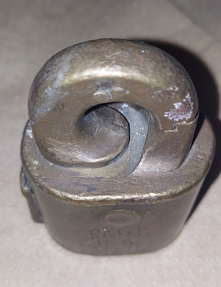 Vintage Brass USPS Reg'd Mail Lock Postal Rotary Padlock NO KEY M-74588 ...