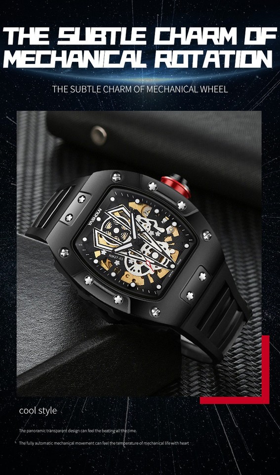 Men's Automatic Mechanical Watch Classic business Self-winding Barrel ...