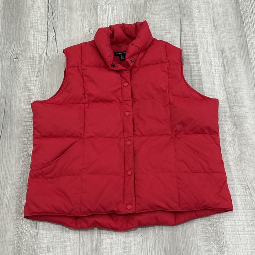 Lands End Women's Red Down Puffer Vest XL 18-20 70% Goosedown 30% ...