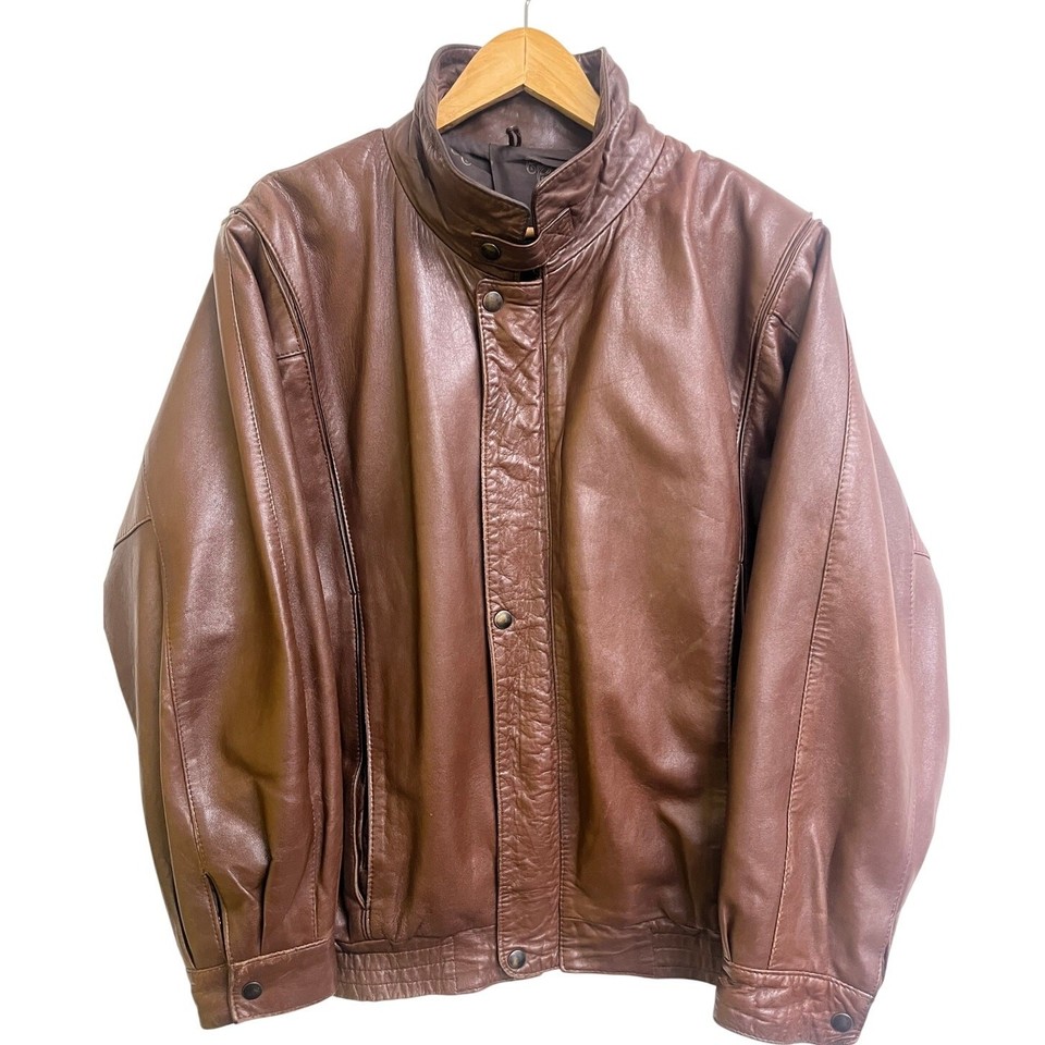 Mens Vintage County Coats London Brown Leather Bomber Jacket XL England ...