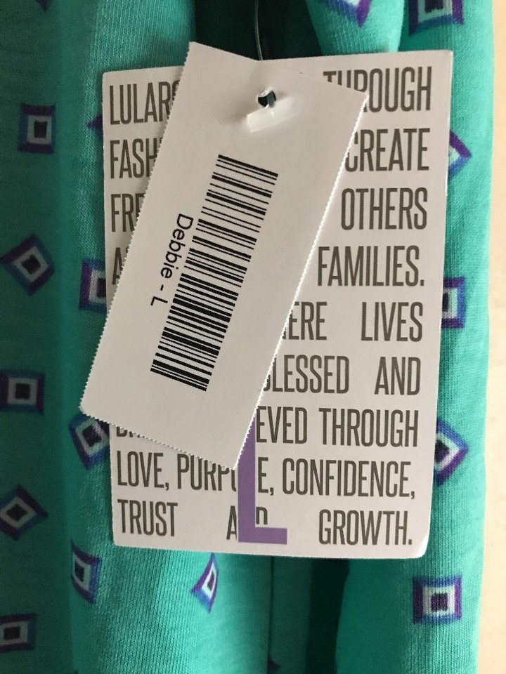 LulaRoe Debbie Dress Turquoise With Square Print Size Large New With ...