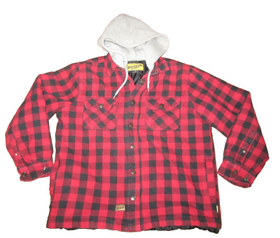 Brazos Red Plaid Quilted Hooded Work Jacket Sz M FREE SHIPPING Mens | eBay