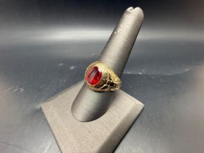 Antique 10kt Gold Ruby Military Ring | eBay