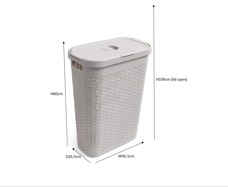 Addis Rattan 40 L Slim Laundry Clothes Washing Hamper Bin, Calico ...