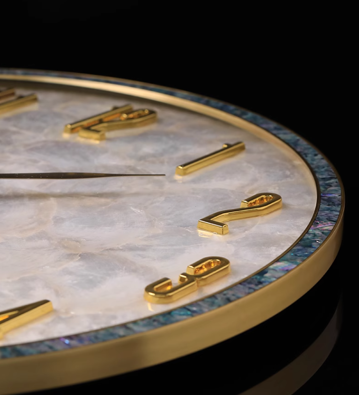 Wall Clock Decorated With Case Made Of Brass and Inlaid With Pearl ...